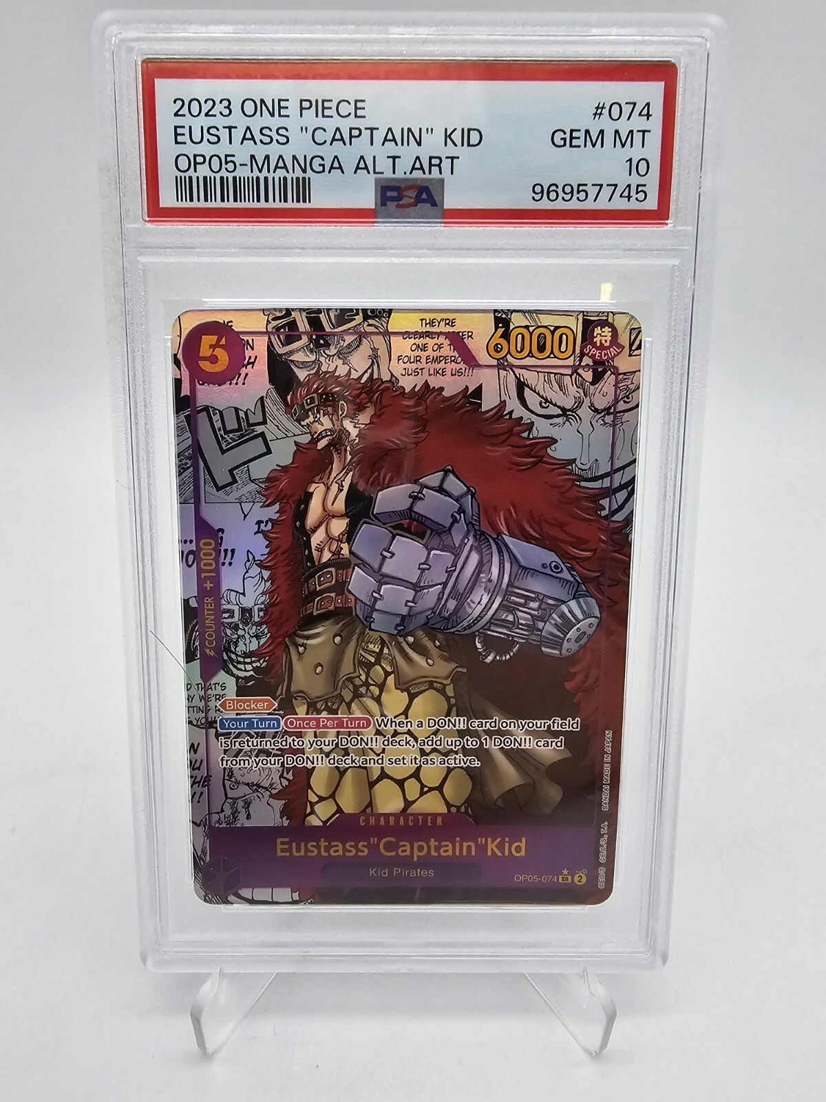 PSA 10 GEM MT One Piece English | Manga Alt Art | Eustass Captain Kid OP05-074 | eBay