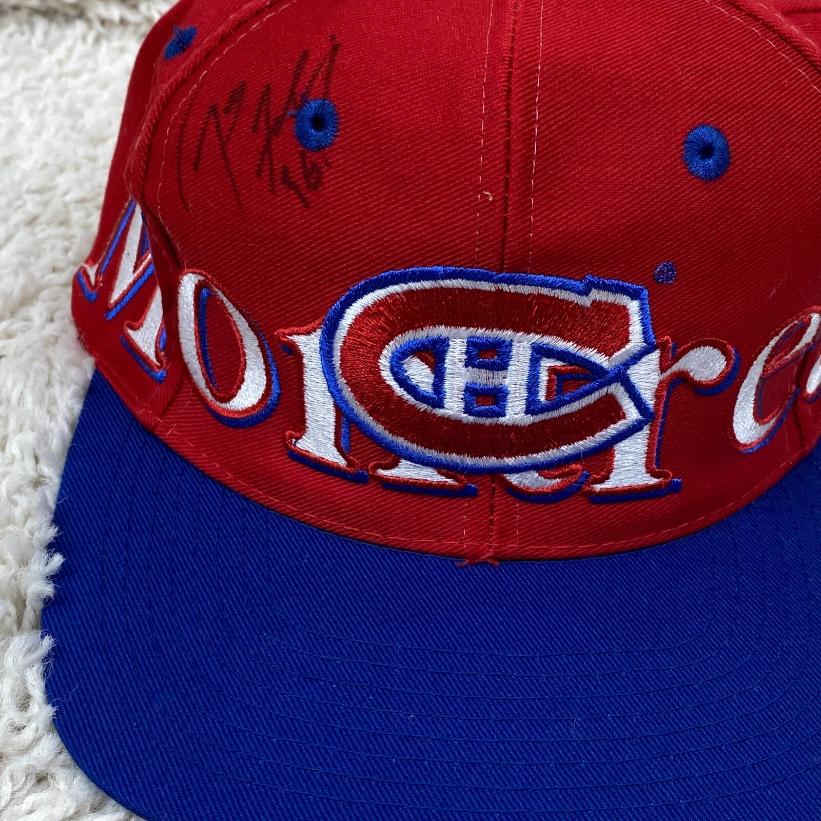 Vintage Logo 7 Montreal Canadiens Hat Snapback Red Spell Out Daigneault Signed | eBay
