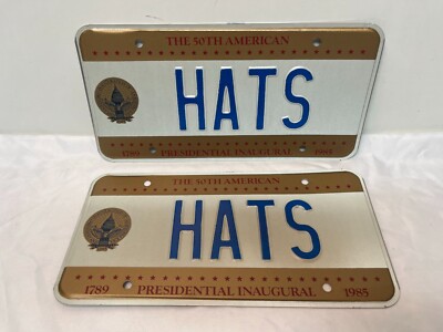 1985 INAUGURATION LICENSE PLATES (2) RONALD REAGAN 50th PRESIDENTIAL ...