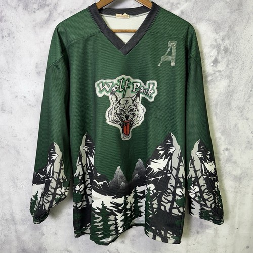 Vintage Wolf Pack Hockey Jersey Mens Medium Green Pro Joy Sportswear | eBay