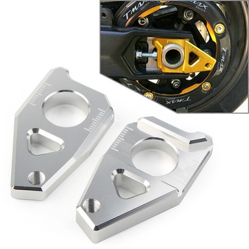 Silver Rear Axle Spindle Chain Adjuster Block For Yamaha YZF R1 FZ8 FZ1 ...