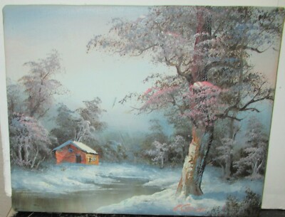 I CAFIERI SMALL ORIGINAL OIL ON CANVAS SNOW RIVER LANDSCAPE PAINTING | eBay