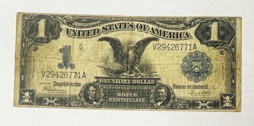 1899 US $1 Dollar Bill Black Eagle Silver Certificate Paper Money ...