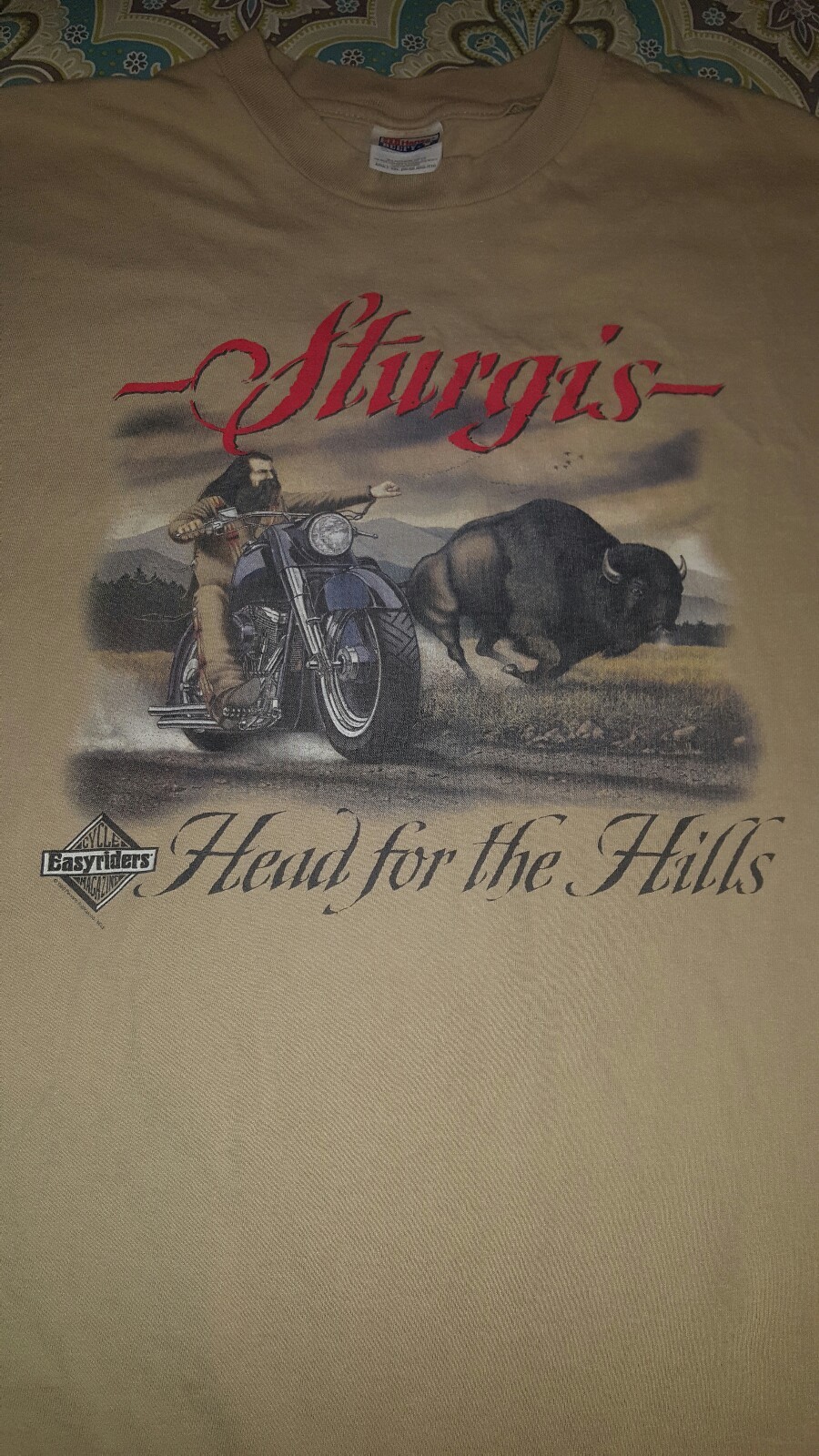 Vtg 90s 3D Harley Sturgis Easy Rider Mag Motorcycle Shirt Bagger Bobber ...