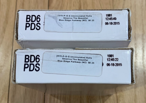2015 PDS Uncirculated Quarter Rolls ATB Blue Ridge Parkway National ...