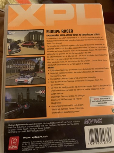 Europe Racer (PC, 2001)Spektakuläre Renn-Action durch 10 Euro-Städte ...