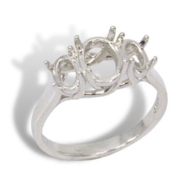 Oval Three Stone Trellis Pre-notched Ring Mounting | eBay