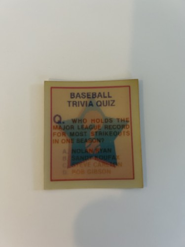 1986 Sportflics #27 Baseball Trivia Quiz Trivia Cards | eBay
