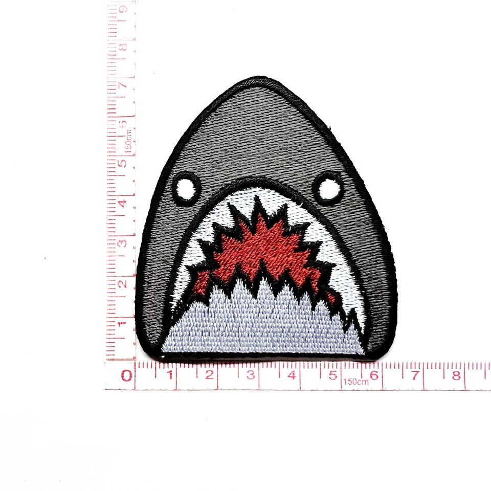 Shark Patch Fish Ocean Animal Kid Cartoon Artwork Emblem for DIY Iron ...