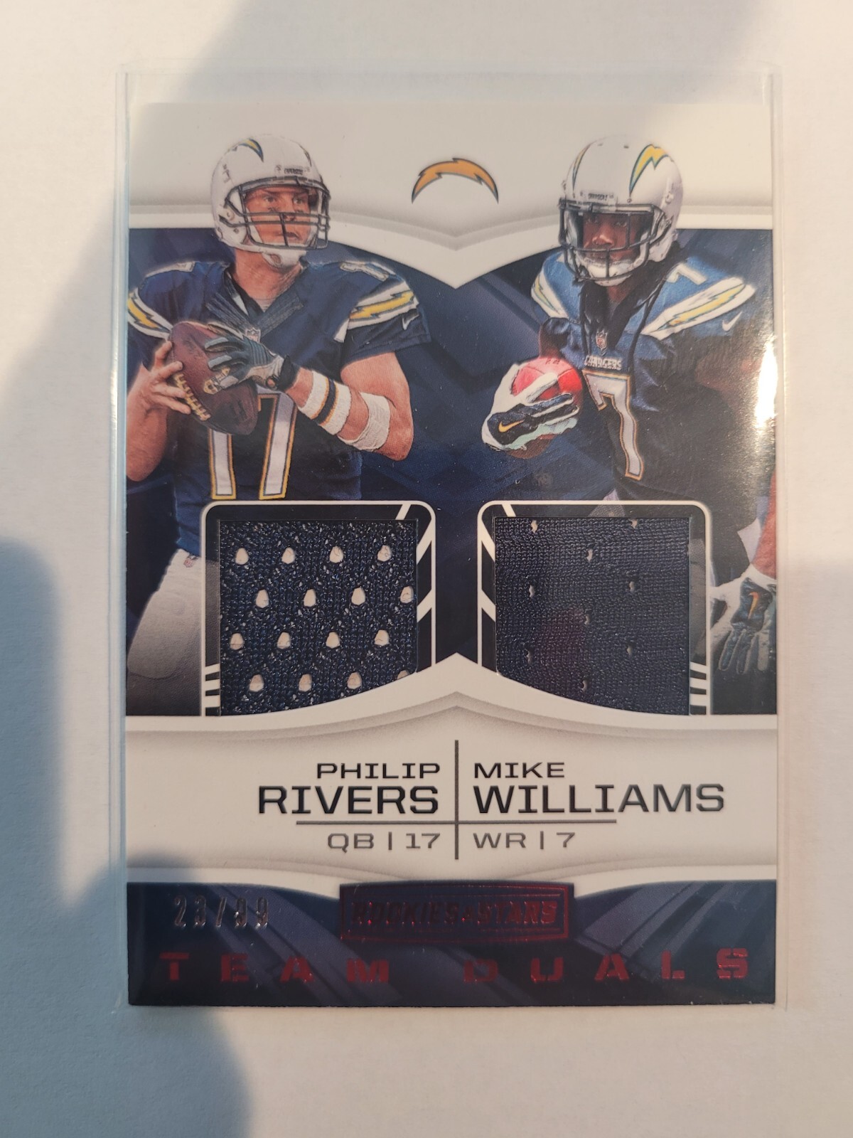 2017 NFL Rookies & Stars, Rivers / Williams Materials 23/99, Team Duals ...