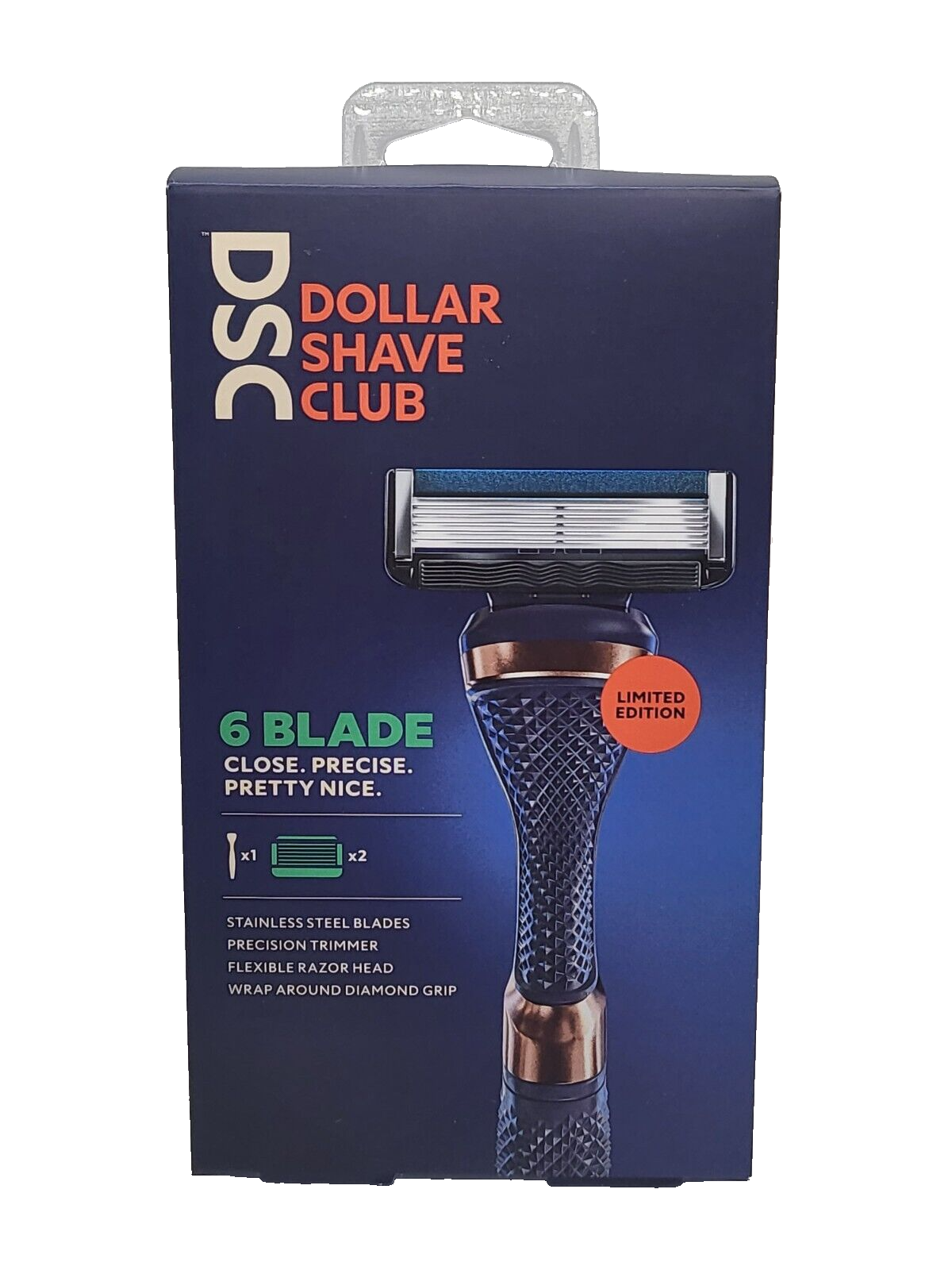 Dollar Shave Club 6 Blade Razor Starter Kit 1 Handle +2 Cartridges Ltd ...