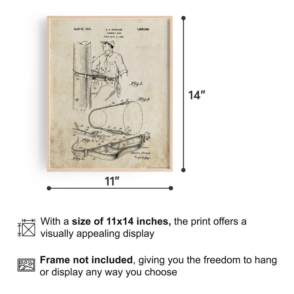 Power Lineman Patent Print Cable Rigger Journeyman School Office Wall ...