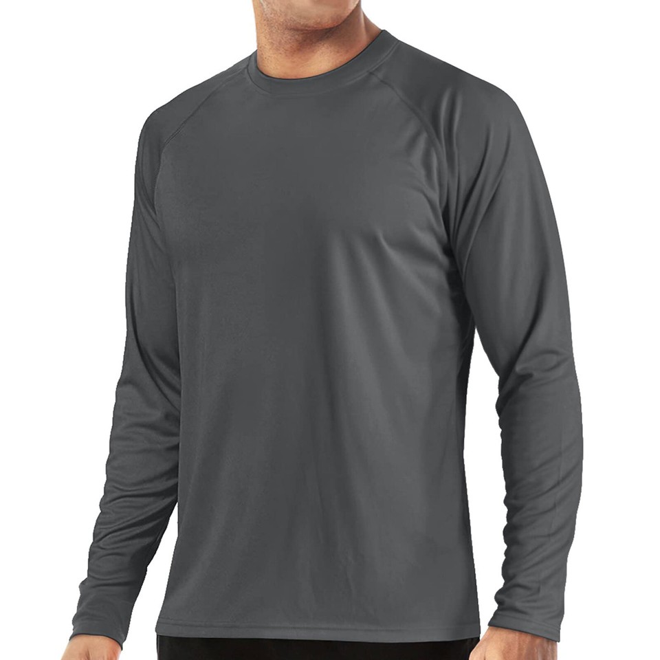 Men's UPF 50+ UV Protection Long Sleeve T-Shirt Sun Block Casual ...