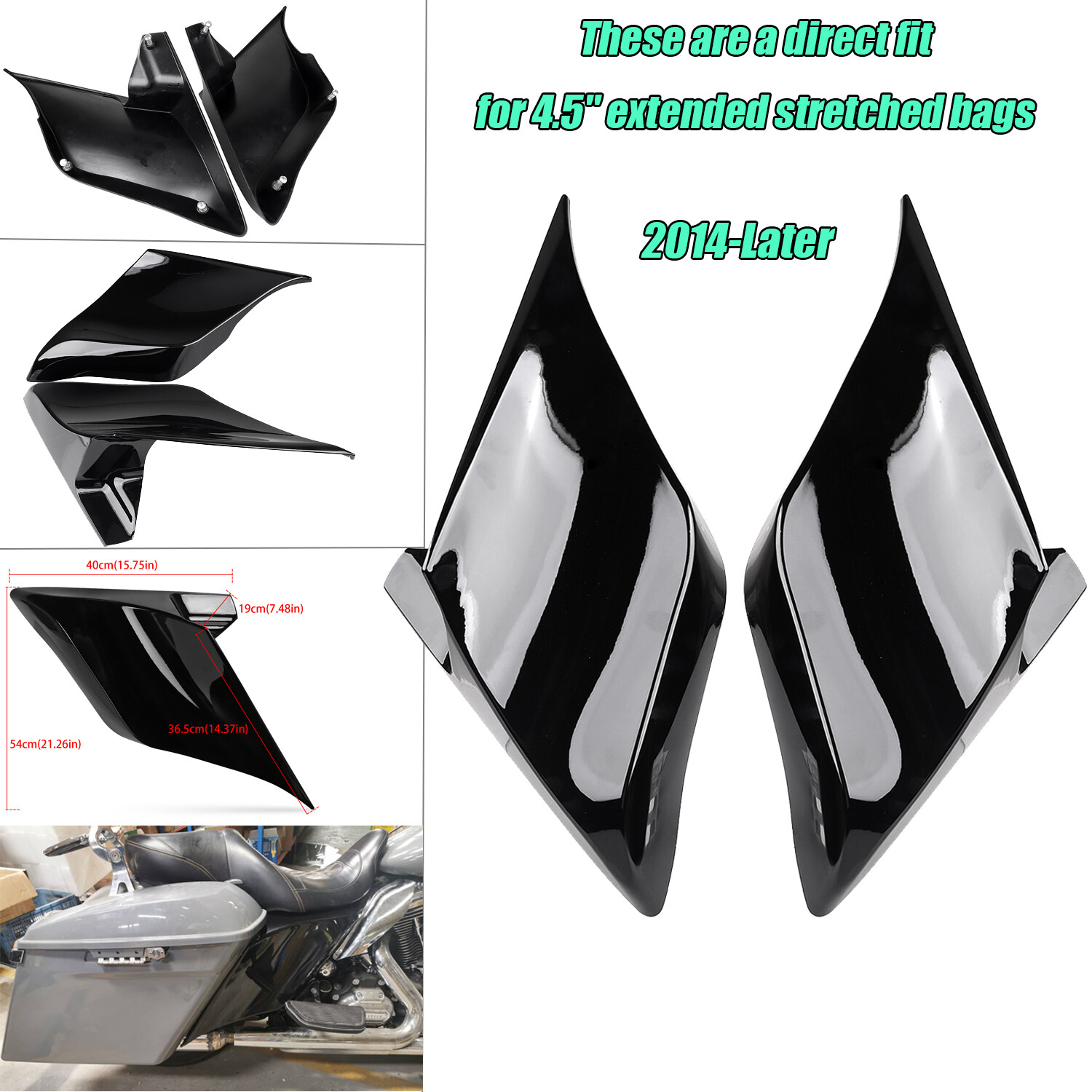 L & R Stretched Extended Side Cover For Harley Street Road Glide Road ...