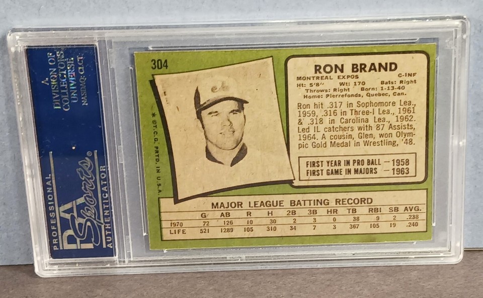 1971 Topps Baseball Card #304 - Ron Brand Expos - PSA 7 NM | eBay