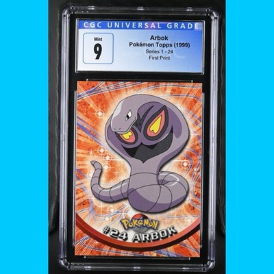 1999 Pokemon Topps Arbok First Print Blue Logo Series 1 CGC 9 LOW POP ...