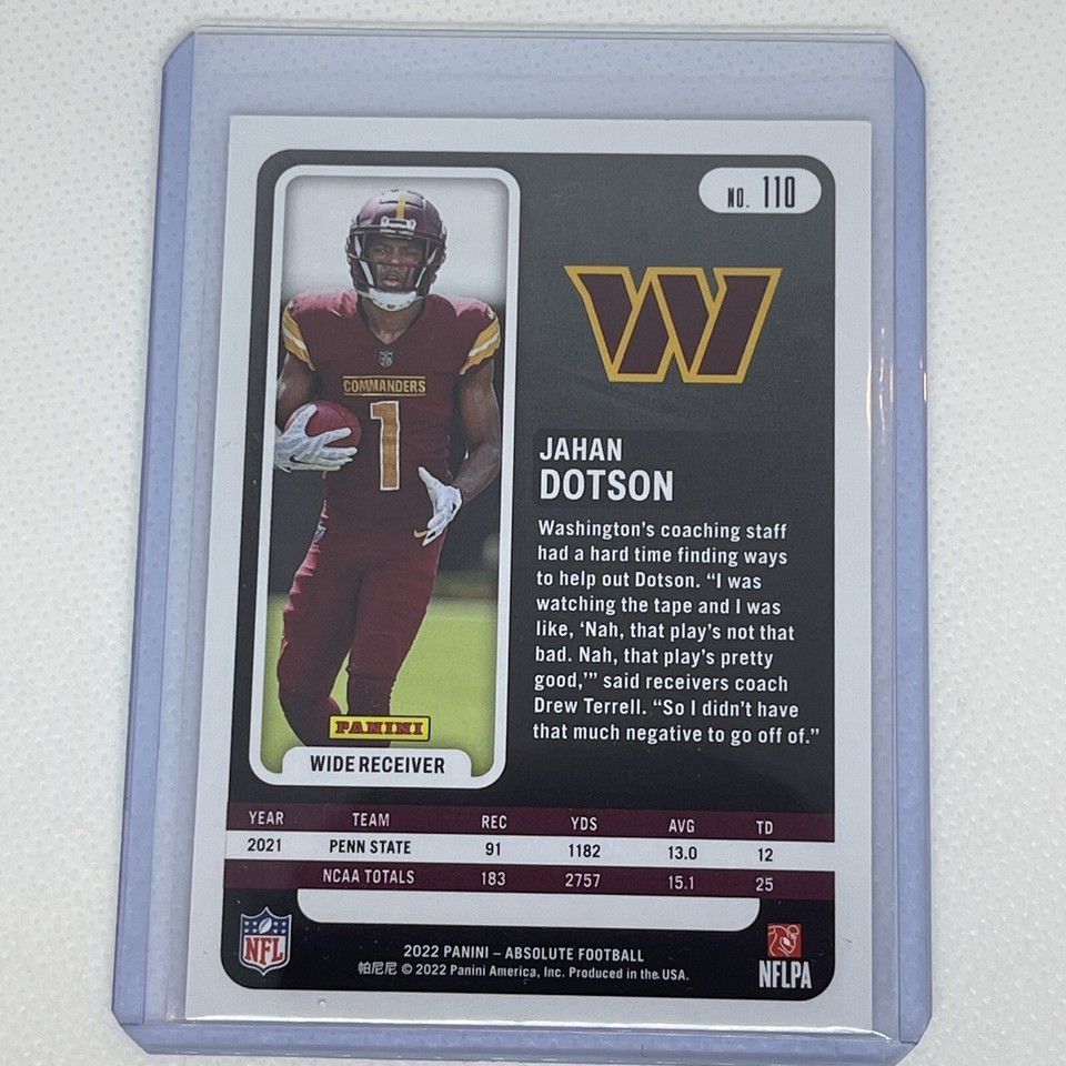 2022 Panini Absolute NFL Blue Foil JAHAN DOTSON RC COMMANDERS | eBay
