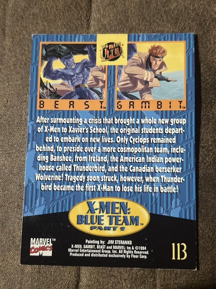 1994 Fleer Ultra X-Men Blue Team Beast Gambit #113 | eBay