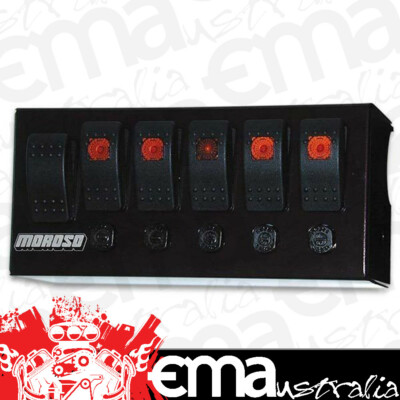 Moroso MO74190 Cage Mount Lighted 6 Rocker Switch Panel 8"W X 3.75" H ...
