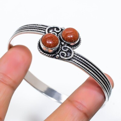 Red Sunstone Gemstone Handmade 925 Sterling Silver Adjustable Cuff ...