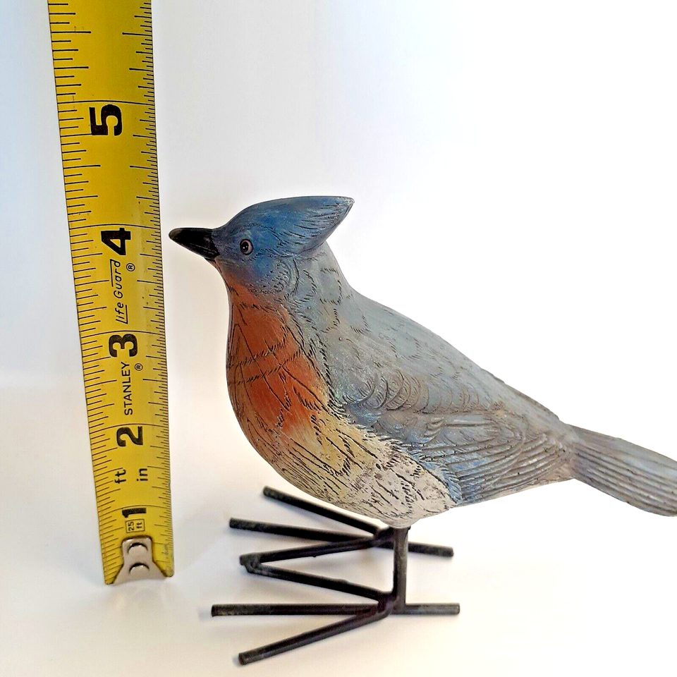 Vintage Bird Figurine Tufted Titmouse Hand Painted Songbird Metal Feet ...