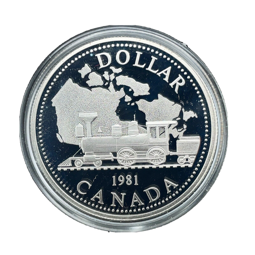 1981 Canada Dollar $1 Transcontinental Railroad .500 Silver Proof Coin ...