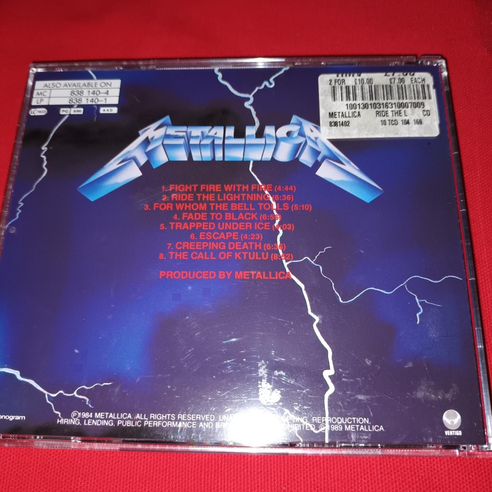 Metallica, Ride The Lightning, CD, 838 140-2, Vertigo, 1989, 8 Tracks ...