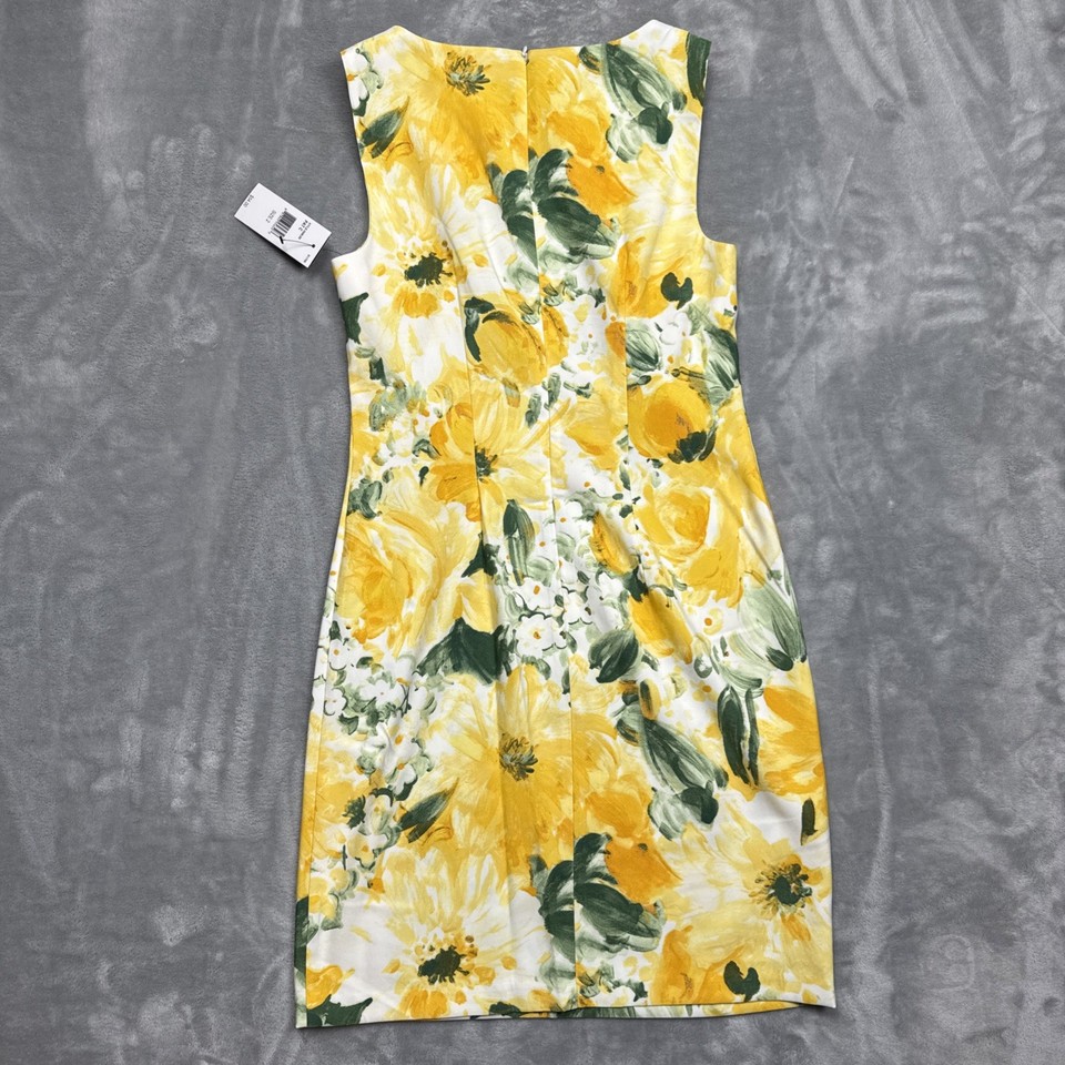 Alyx Dresses Women’s Yellow Floral Sheath Midi Dress Sleeveless Sz 2 ...