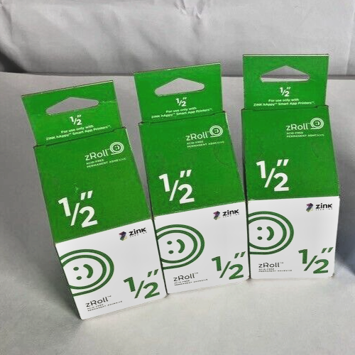 Three rolls of ZINK 1/2 inch zRoll - A 1/2 inch wide roll of full color ...