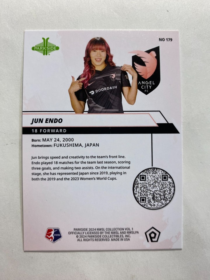 Jun Endo 2024 Angel City FC #179 Parkside Vol. 1 NWSL Card | eBay