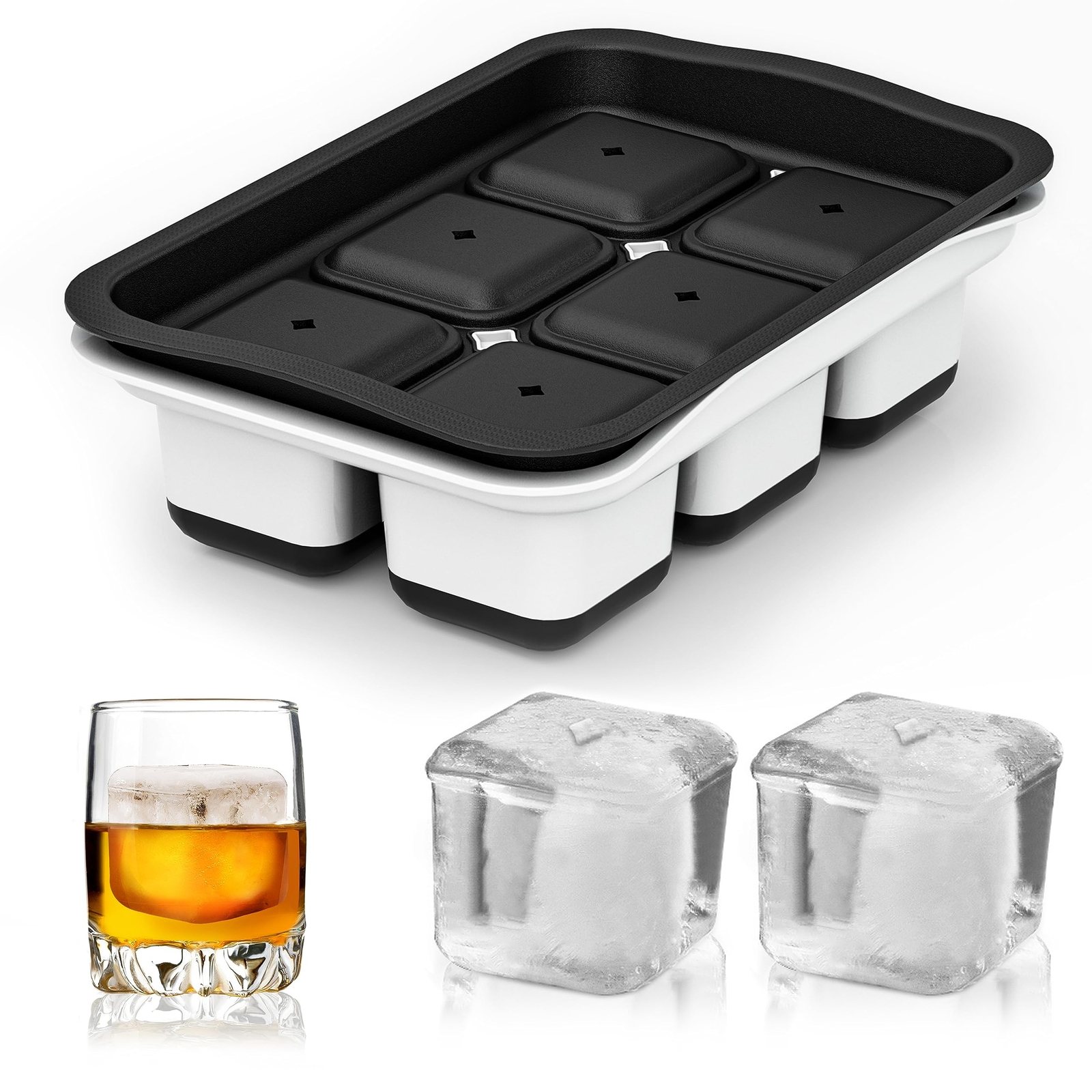 ICEXXP Large Ice Cube Tray with Lid, 2.2 Inch Big Ice Cube Trays ...
