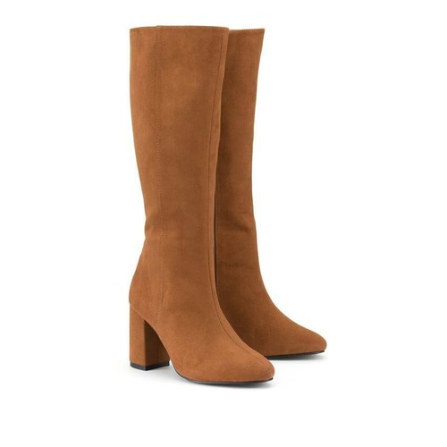 LA REDOUTE WOMEN BROWN Recycled Knee-High Boots Block Heel NEW TAG SIZE ...