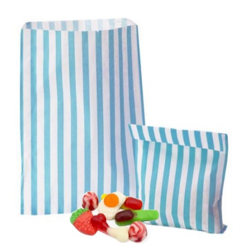 LIGHT BLUE Candy Stripe Paper Bags - Birthday Party Penny Sweet Food ...