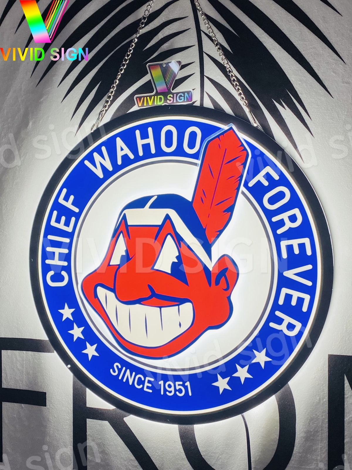 Cleveland Indians Chief Wahoo Forever 3D LED 16"x16" Neon Sign Light ...