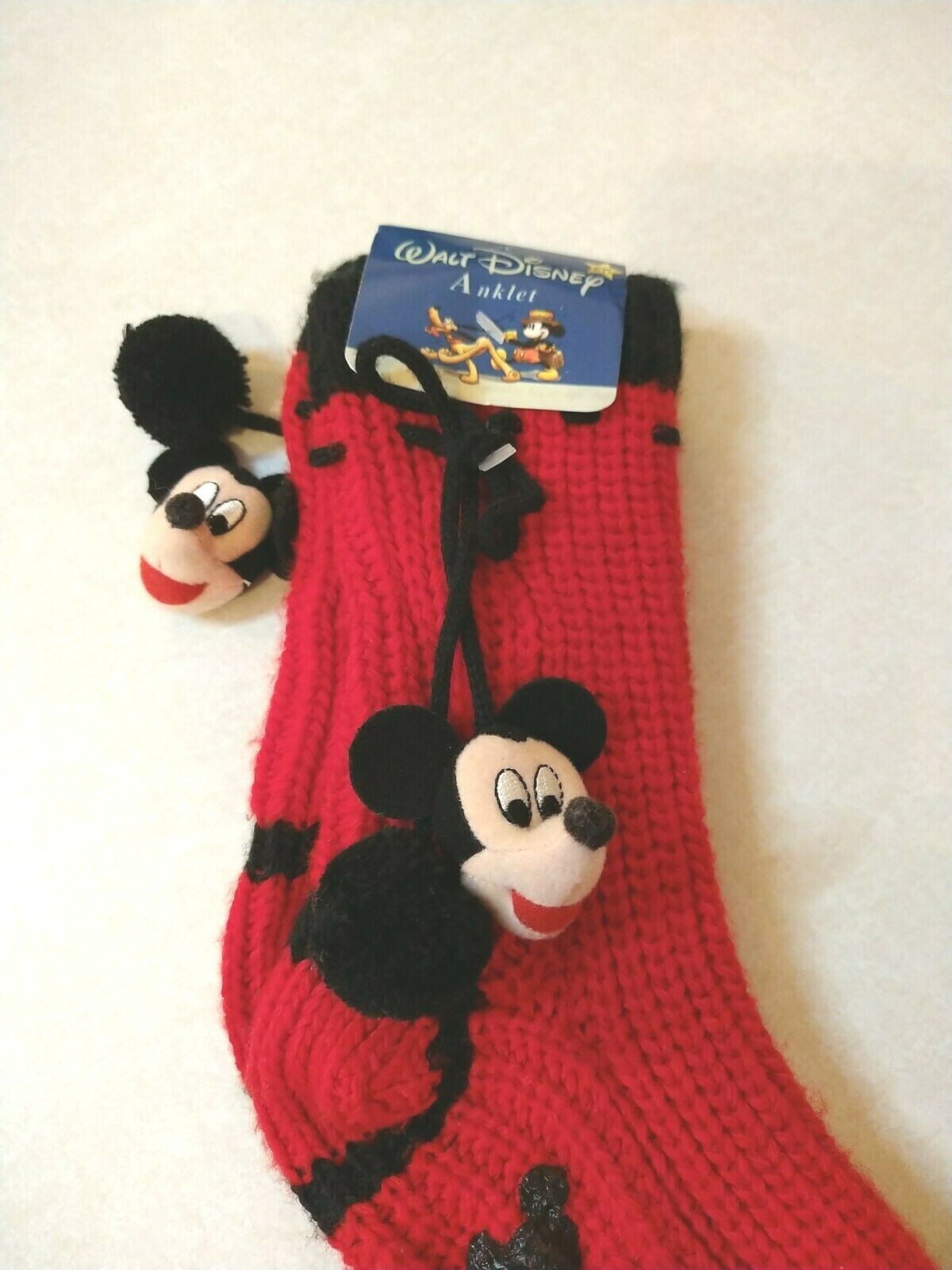 Walt Disney Anklet Red Knitted Mickey Mouse Booty Socks skid free Sz 9 ...