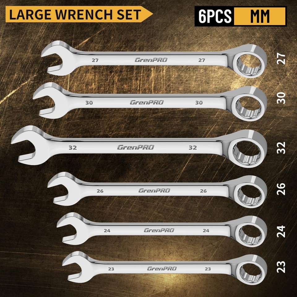 Metric Wrench Set Large Wrench Set Metric and Standard 7PC Long Big ...