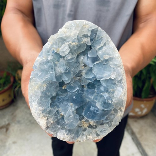 4.6LBNatural Beautiful Blue Celestite Crystal Geode Cave Mineral ...