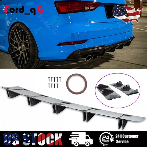 Fit Audi A3 A4 S3 S4 S5 B8 Rear Diffuser Carbon 10-Fin Bumper Splitter ...