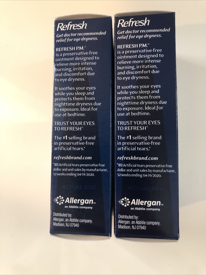 Refresh P.M. Lubricant Eye Ointment Nighttime Relief 2 Boxes .12 Oz Exp ...