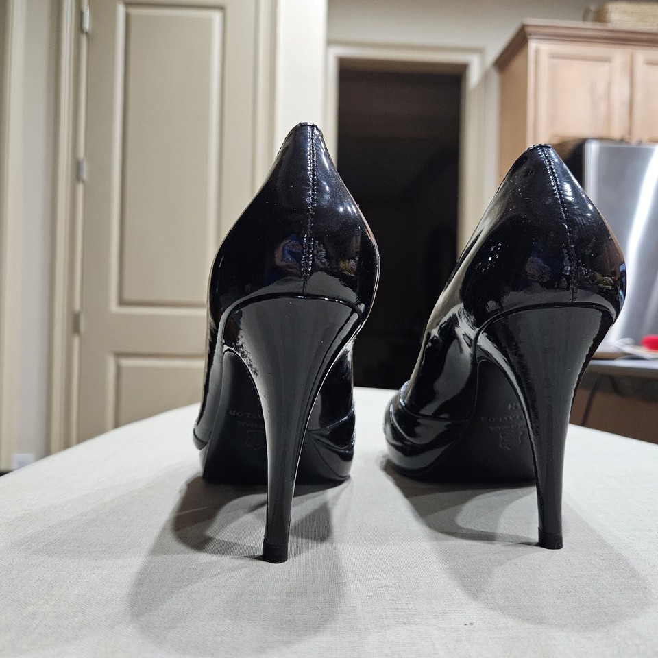 New Ann Taylor Black Peep Toe Patent Leather High Heel Pumps - Size 6M ...