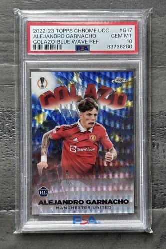 2022-23 Topps Chrome UCC Alejandro Garnacho Golazo Blue Wave ...