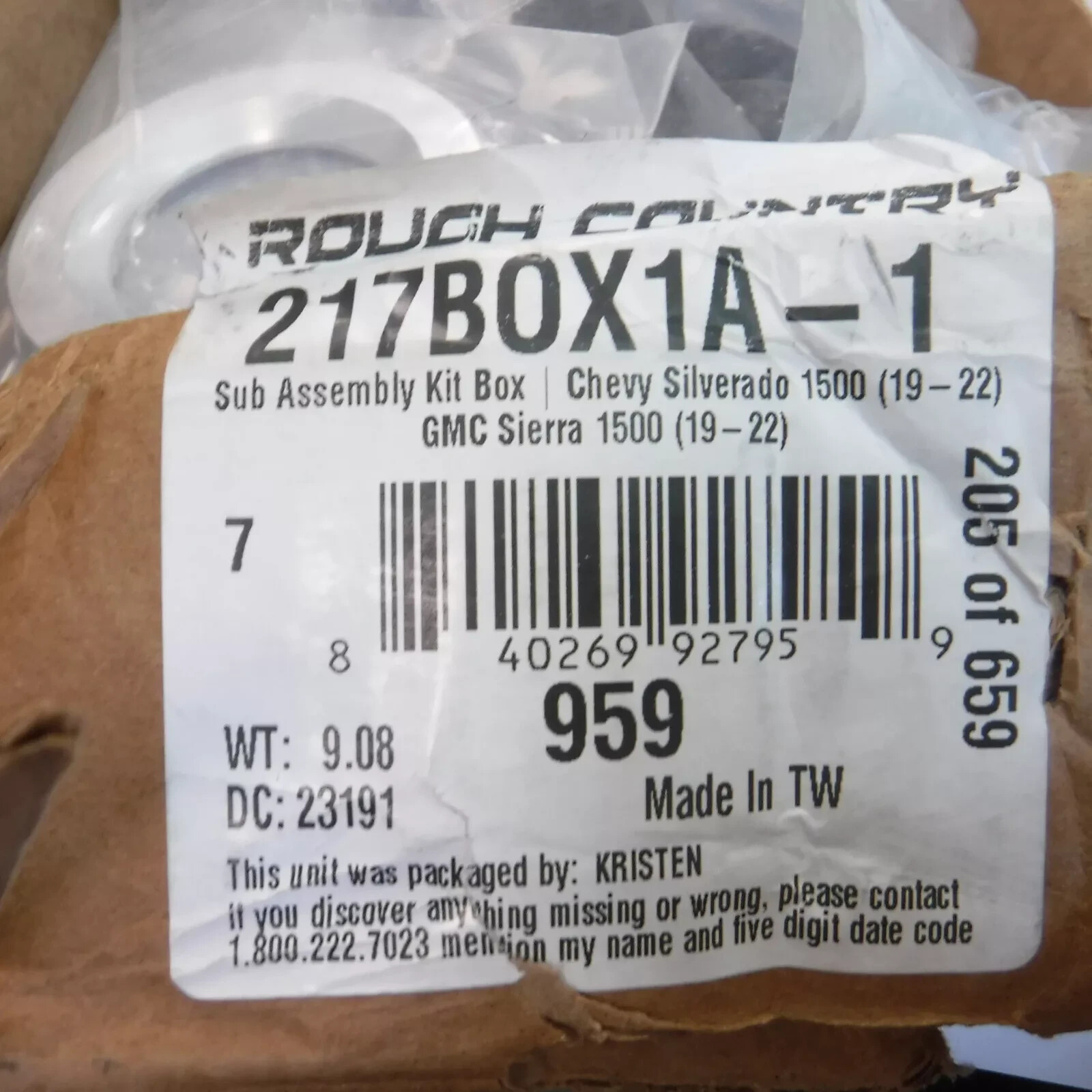 Rough Country Sub Assembly Kit Box 217BOX1A-1 For 2019-2022 Chevy ...