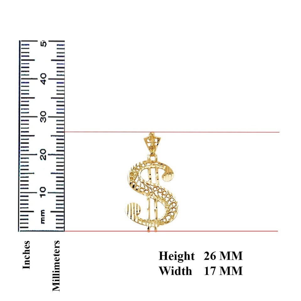 Gold 14K Yellow Gold Dollar Sign Pendant | eBay