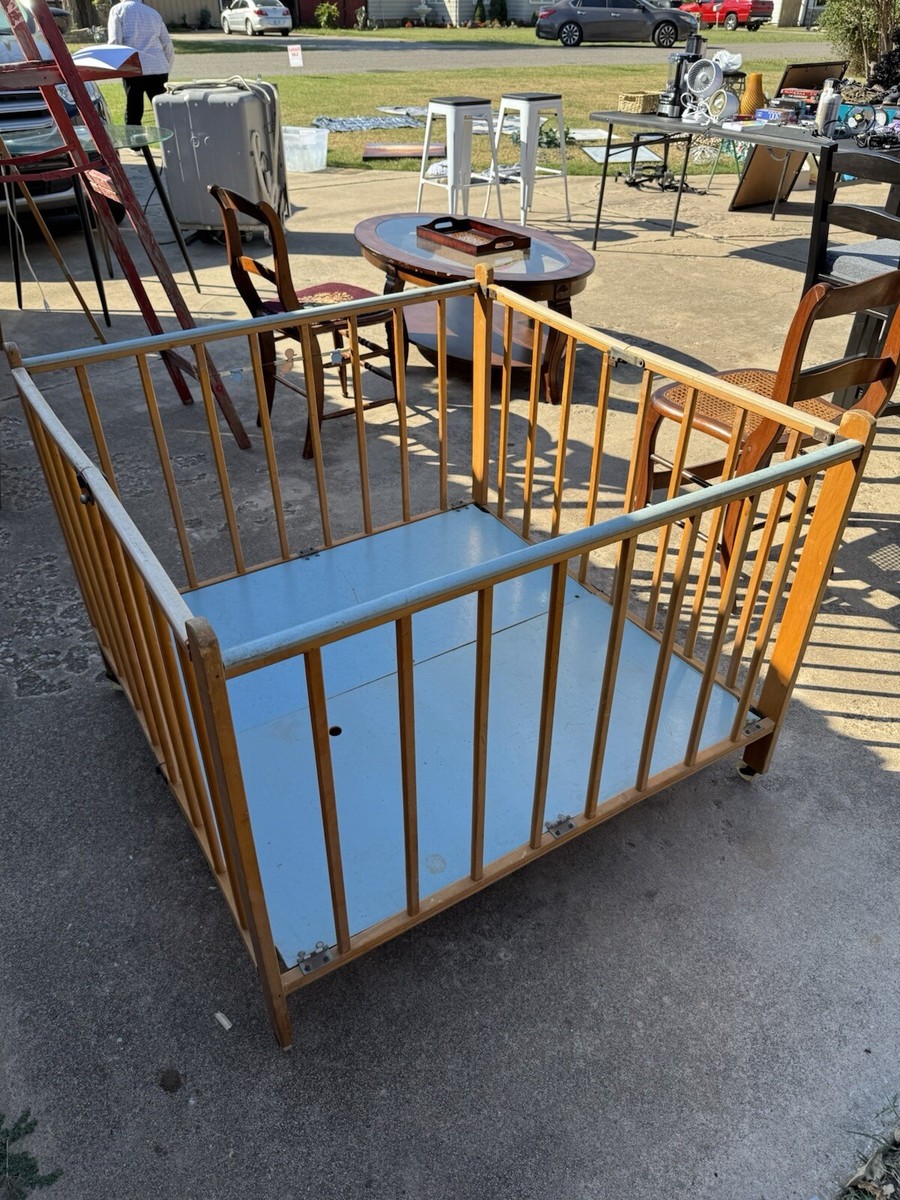 Vintage Wooden Playpen Antique Large Wood Play Pen Etsy