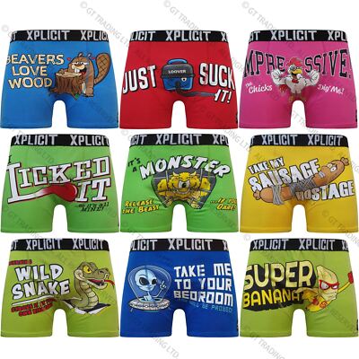 3 Pack Mens Boys Xplicit Novelty Rude Boxer Trunks Shorts Underwear ...