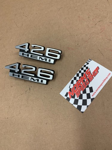 Mopar 1966 67 426 HEMI Fender Emblems Script 2582344 Charger Coronet ...