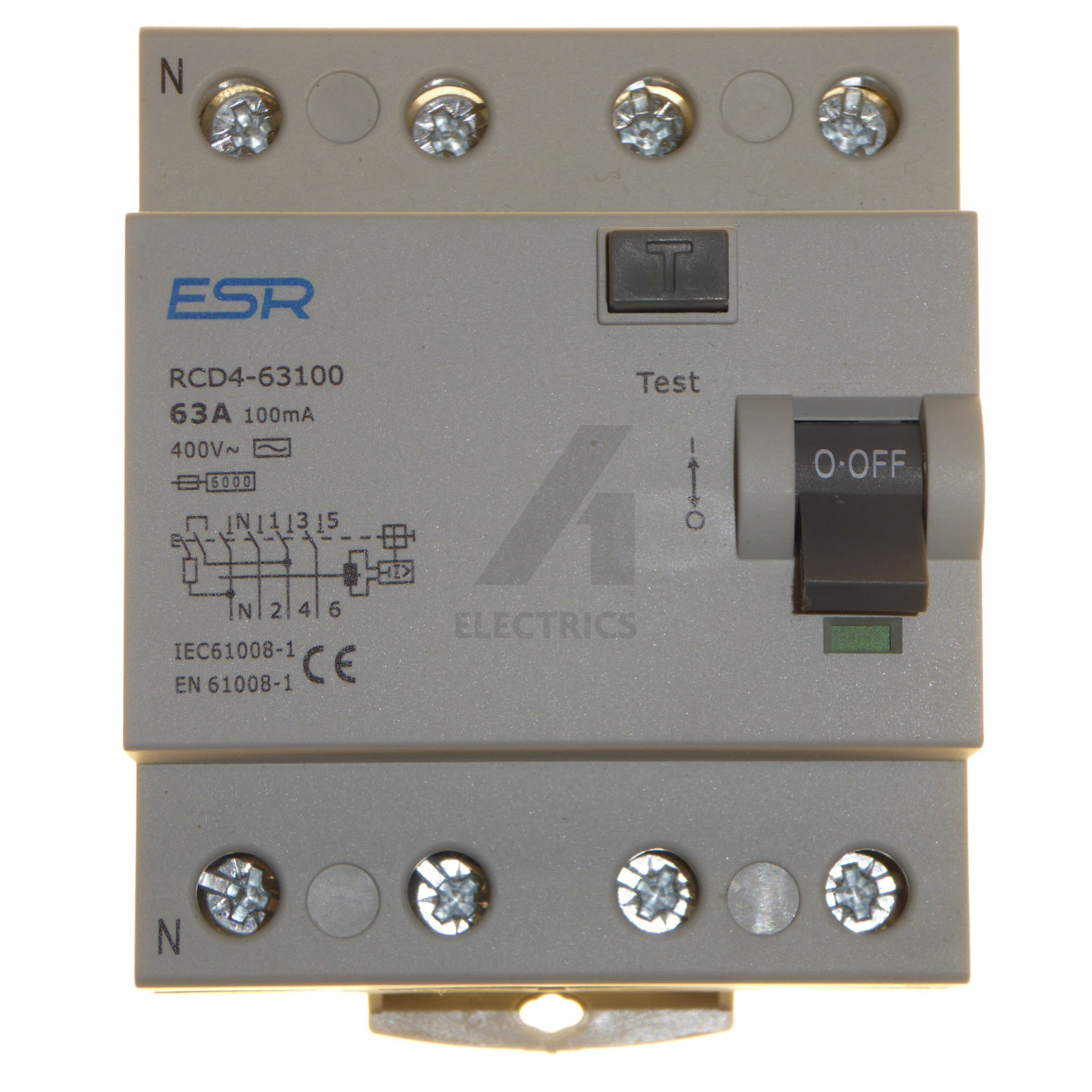 63A 80A 100mA RCD 4 pole trip safety switch RCCB 63 or 80 amp 3 phase ...