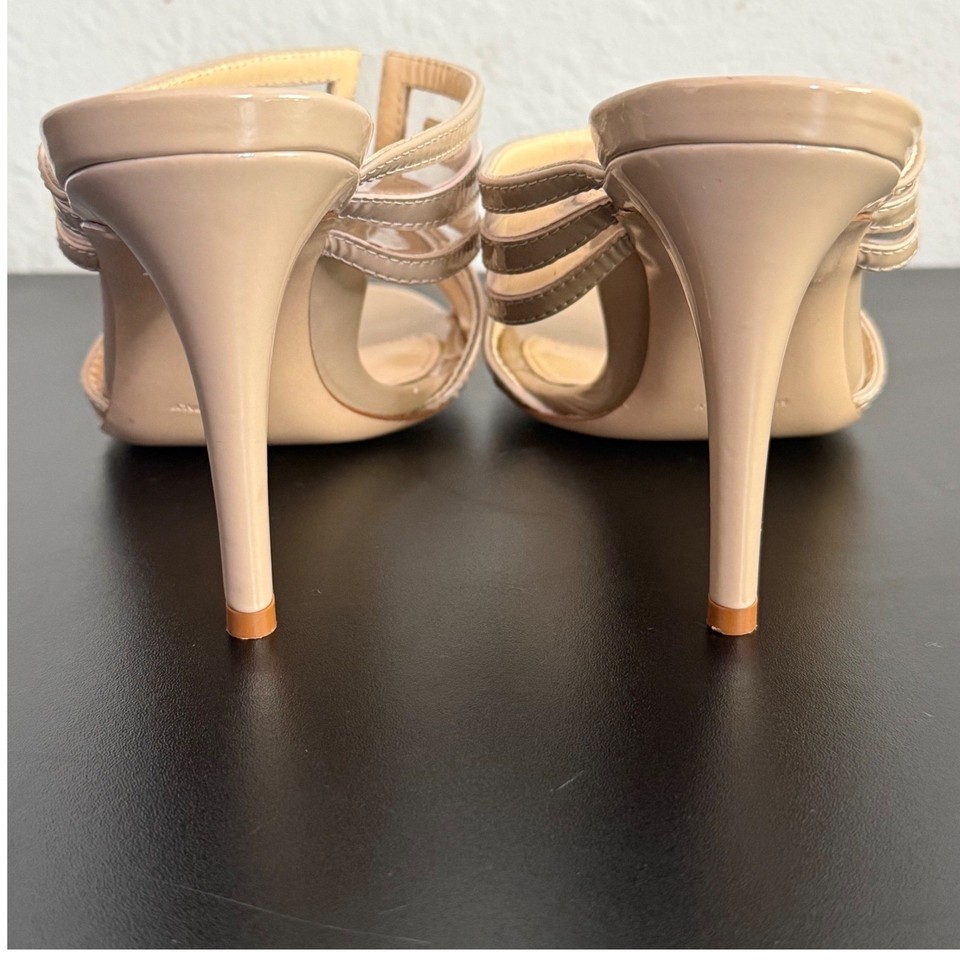 Marion Parke Larkin Nude Patent Leather PVC Sandals Clear Heel Size 36. ...