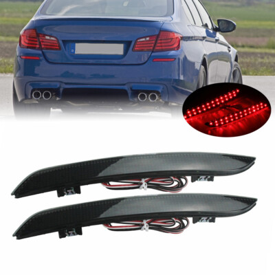2x Smoked Lens Rear Bumper Reflector LED Tail Light For BMW 5 Series ...