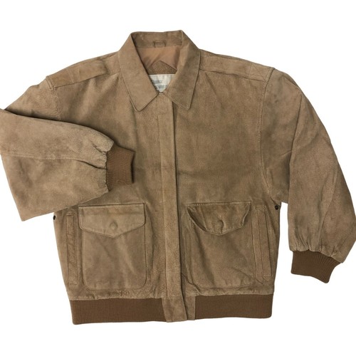 Vtg 80's Beige Split Pig Skin A2 Bomber Coat AVIATOR Flight Leather ...